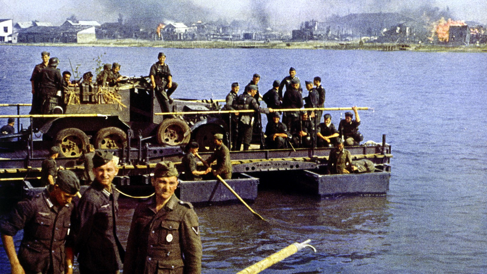 World War II in Color: River Crossing in Russia Using a Ferry Made of ...