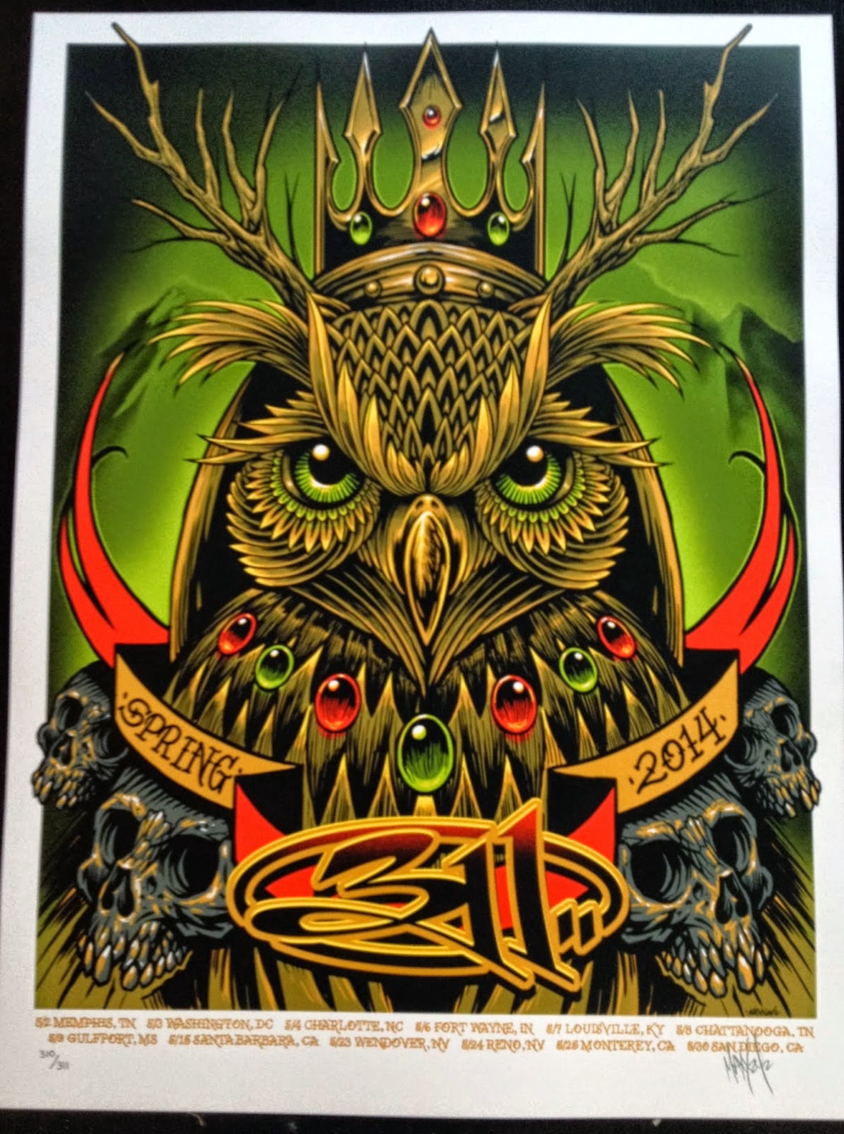 INSIDE THE ROCK POSTER FRAME BLOG: Maxx242 311 Spring 2014 Tour Poster ...