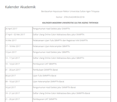 Kalender Akademik Untirta 2017-2018 ~ HME FT UNTIRTA