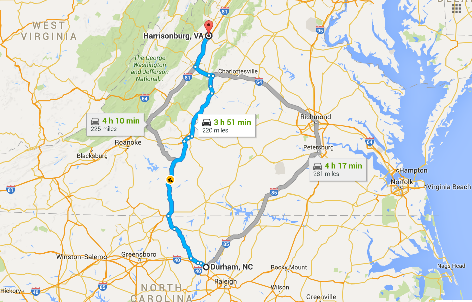 To Virginia, via Durham