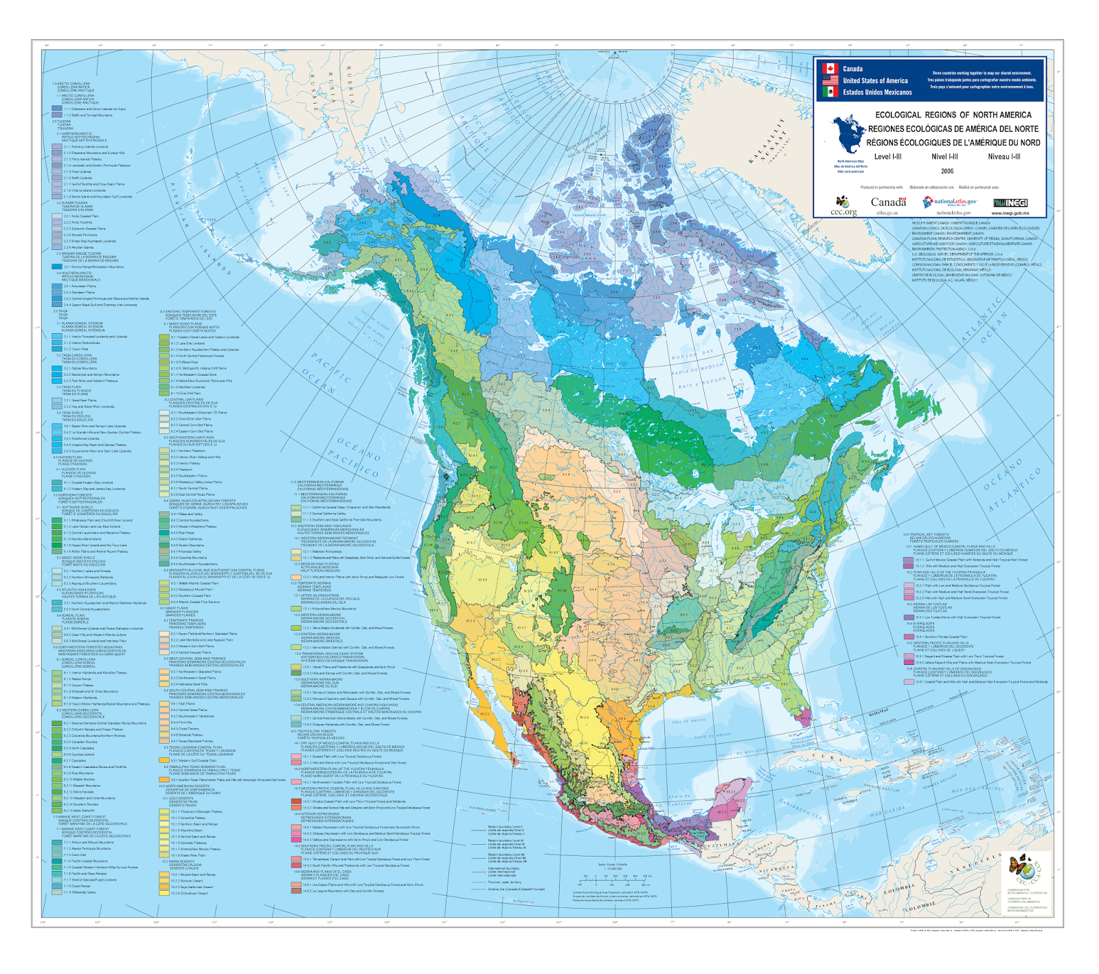 Ecological map of North America - Vivid Maps