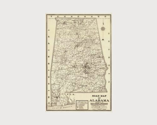 Alabama Yesterdays: Pondering Alabama Maps (4): Early State Road Maps
