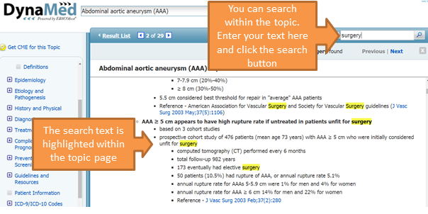 Viewing Topic Pages in Dynamed