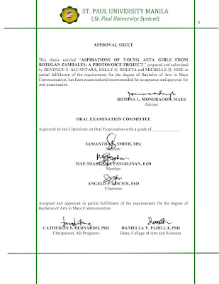 SPU Manila Research Format: Approval Sheet