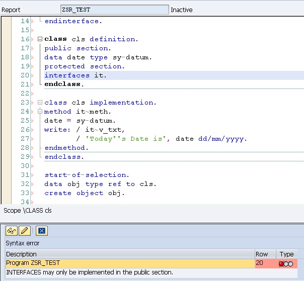 Sap Abap 4 Tutorial Interface Is Declared In Public Section Of Class