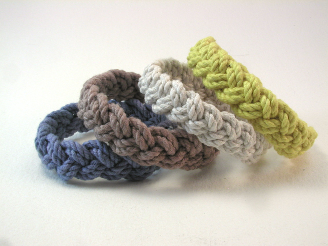 Knots and fiber bracelets: more two strand knotted rope bracelets 4006