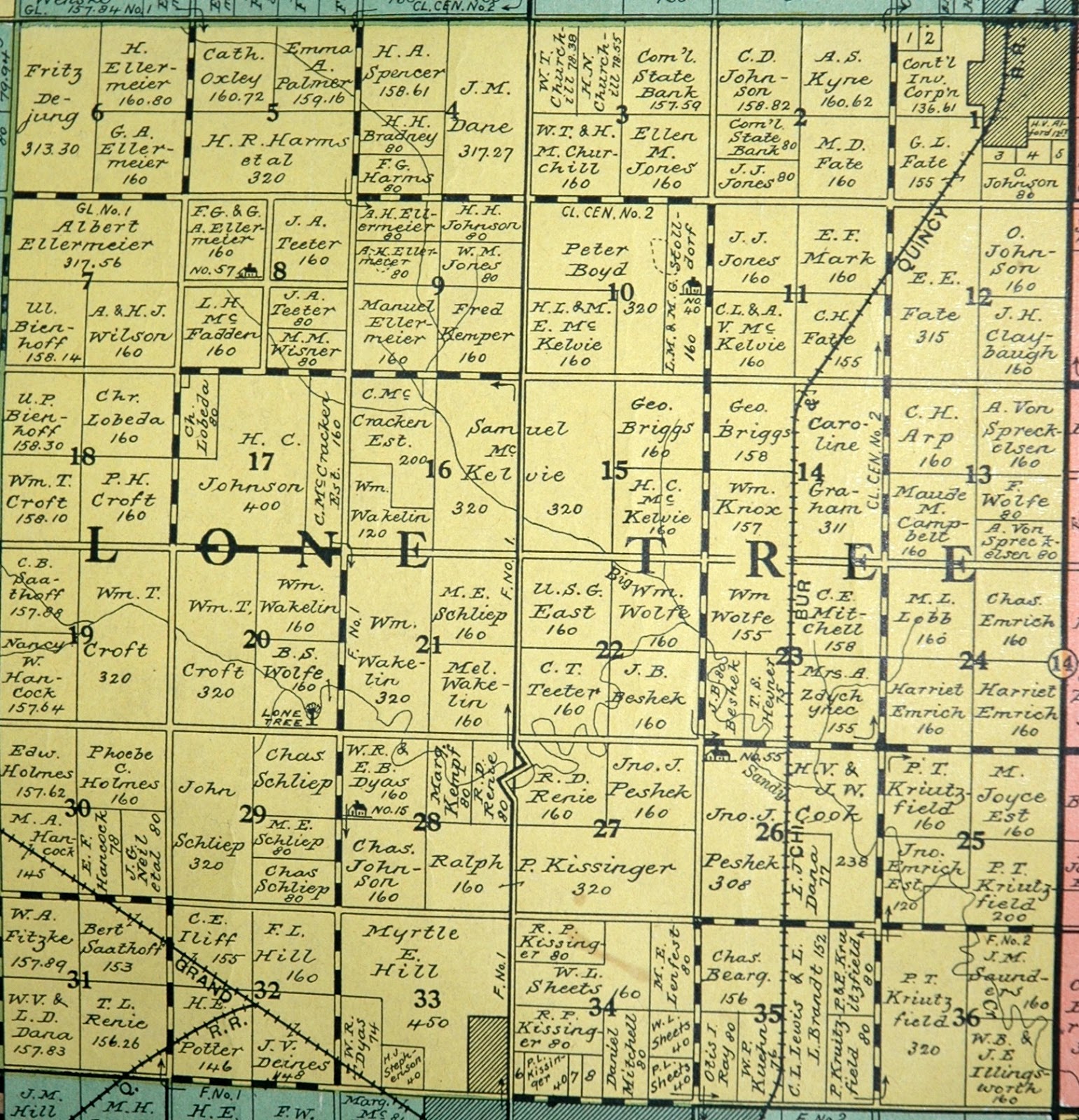 Sutton Nebraska Museum: 1925 Plat Map of Lone Tree Township, Clay County