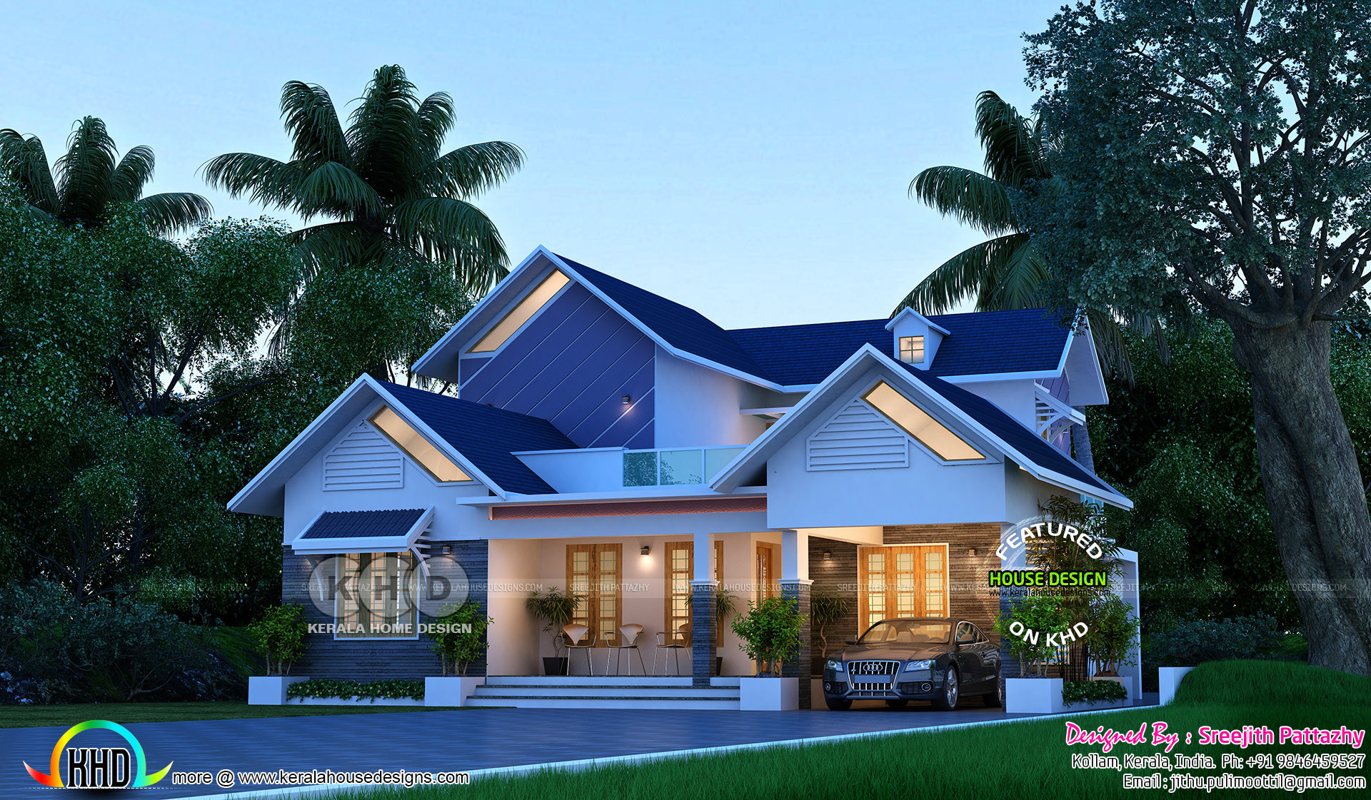 2872 sq-ft European model sloping roof home | Kerala home design ...
