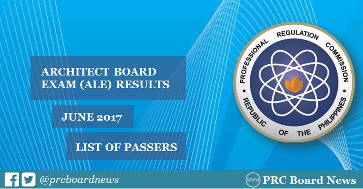 PRC released June 2017 Architect ALE board exam results