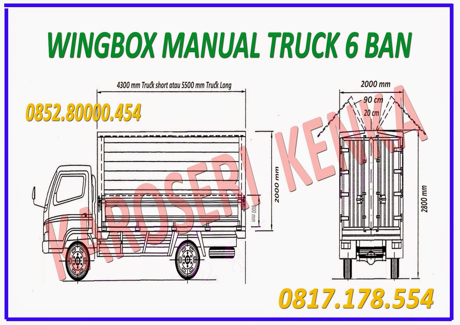 KAROSERI WINGBOX dan DIMENSI UKURAN >> KAROSERI KENKA