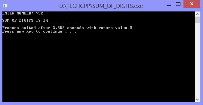 C++ Program to obtain the sum of digits of given number [DEVCPP/GCC ...