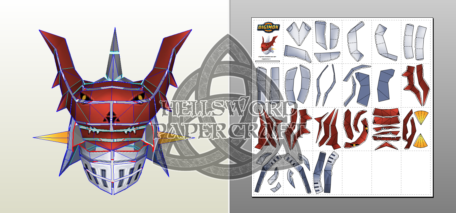 Hellsword Papercraft: Digimon Helmets Royal Knight Edition : Dukemon's ...