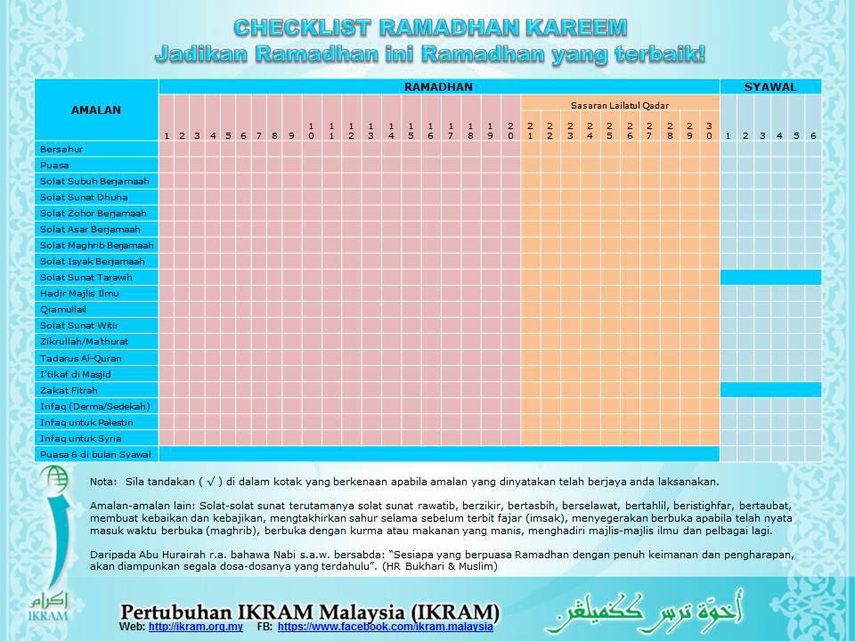 Ramadhan Checklist - When Ummi Blogs :)