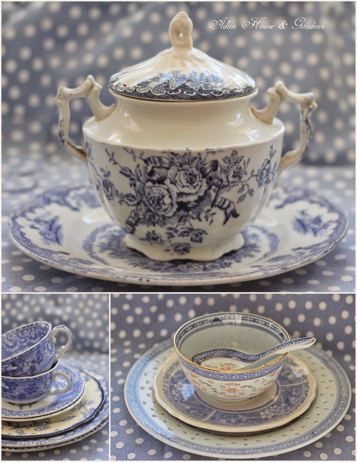 Aiken House & Gardens: Blue & White Toile & Transferware