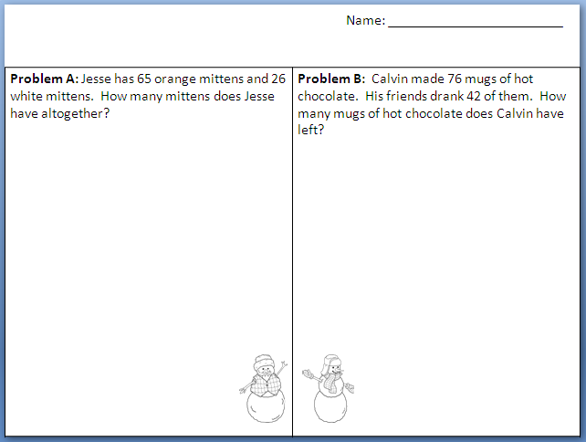 The Elementary Math Maniac: Winter Themed Addition and Subtraction Word ...