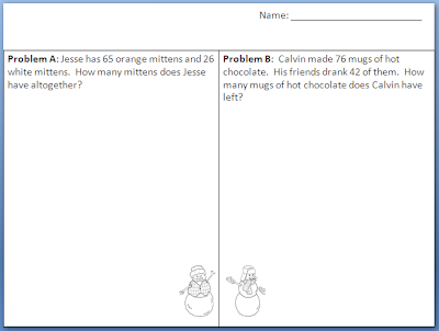 The Elementary Math Maniac: Winter Themed Addition and Subtraction Word ...