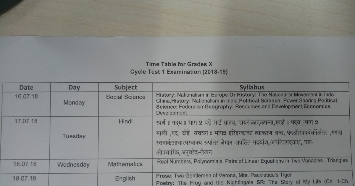 syllabus and timetable