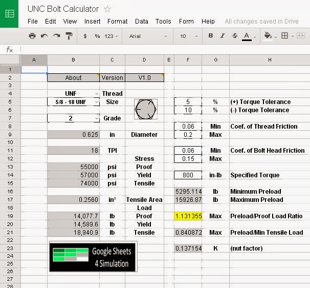 Spreadsheets 4 Simulation: Bolt Preload Calculators