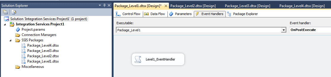 SQL Server SELECT: SSIS Event Handlers: Behavior In Package Hierarchy