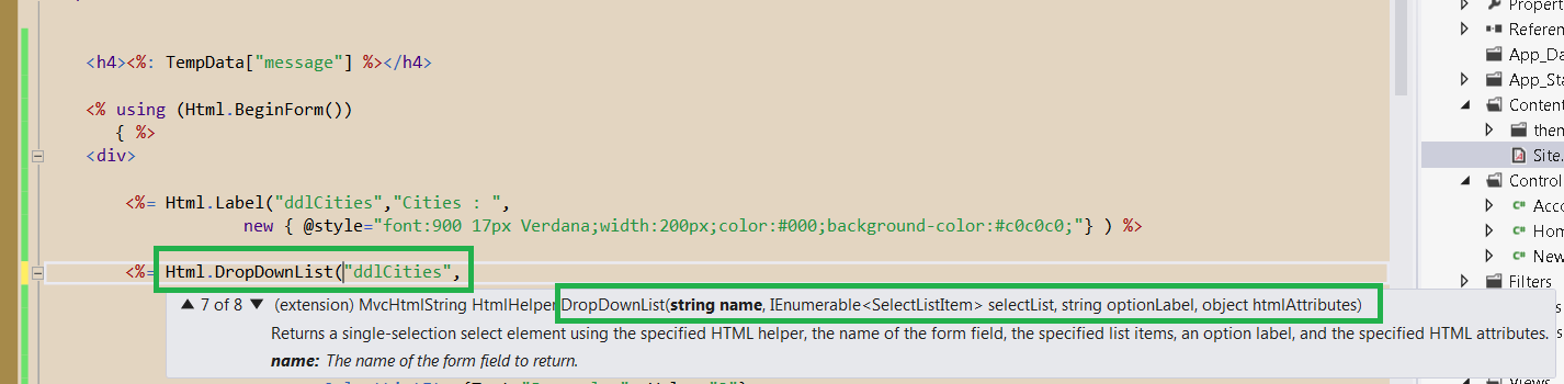 The Aspnet Mvc Club Step By Step How To Create A Static Dropdownlist Html Helper In An Mvc 4 View