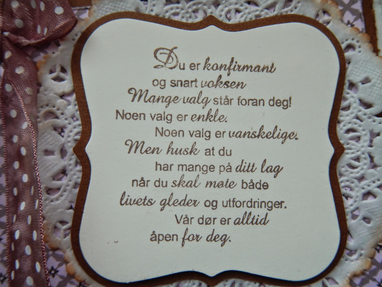 Hjertetunet: Konfirmantkort til jente