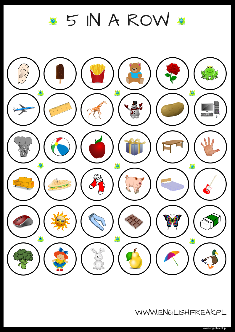 5 IN A ROW GAME IN ENGLISH AND GERMAN (PRINTABLE) - English Freak ...