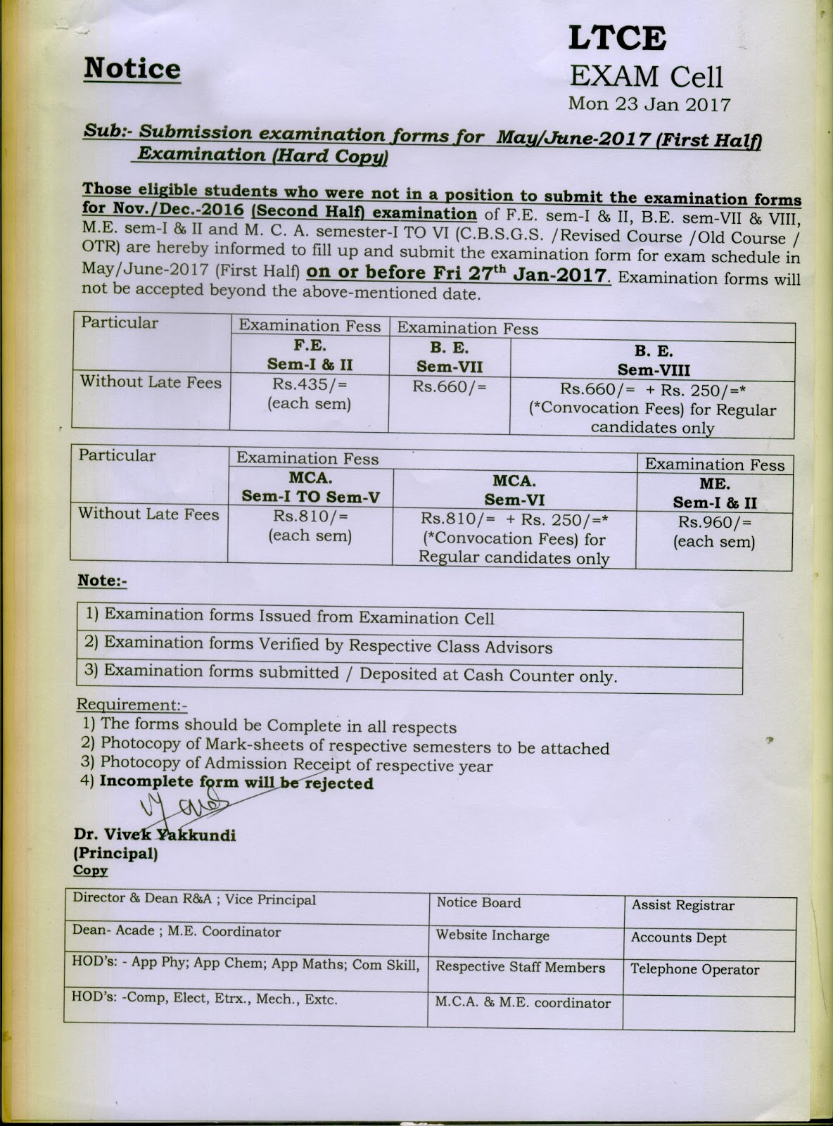 EXTC Department: Notice regarding submission examination forms for May ...