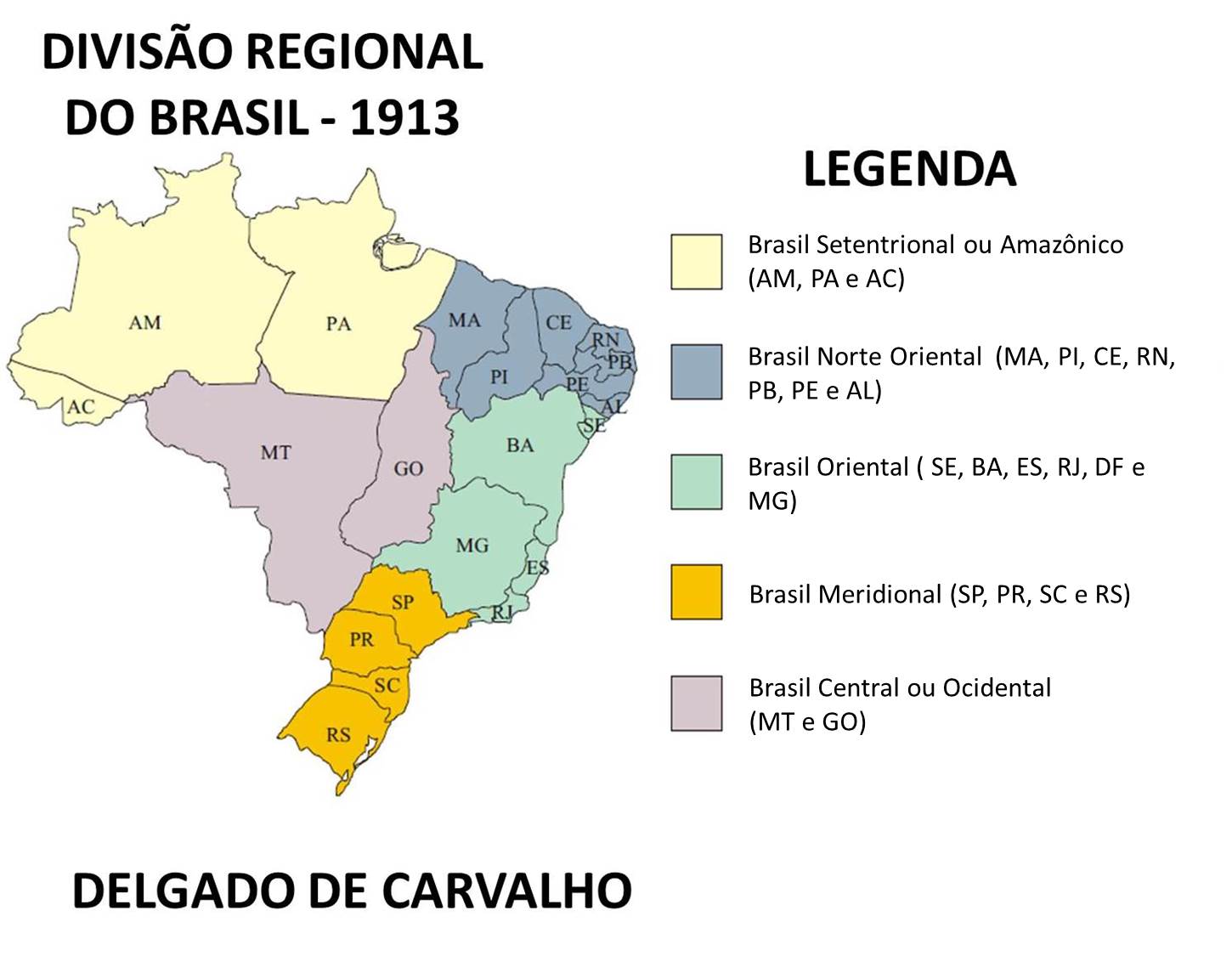 Geografia "Xou": Divisão regional do Brasil: Mapas e histórico das divisões