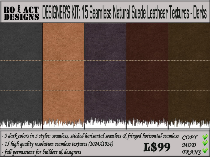 Ro!Act Designs: ..::RO!ACT::..DESIGNS Designer's Kit: 15 Natural Suede ...