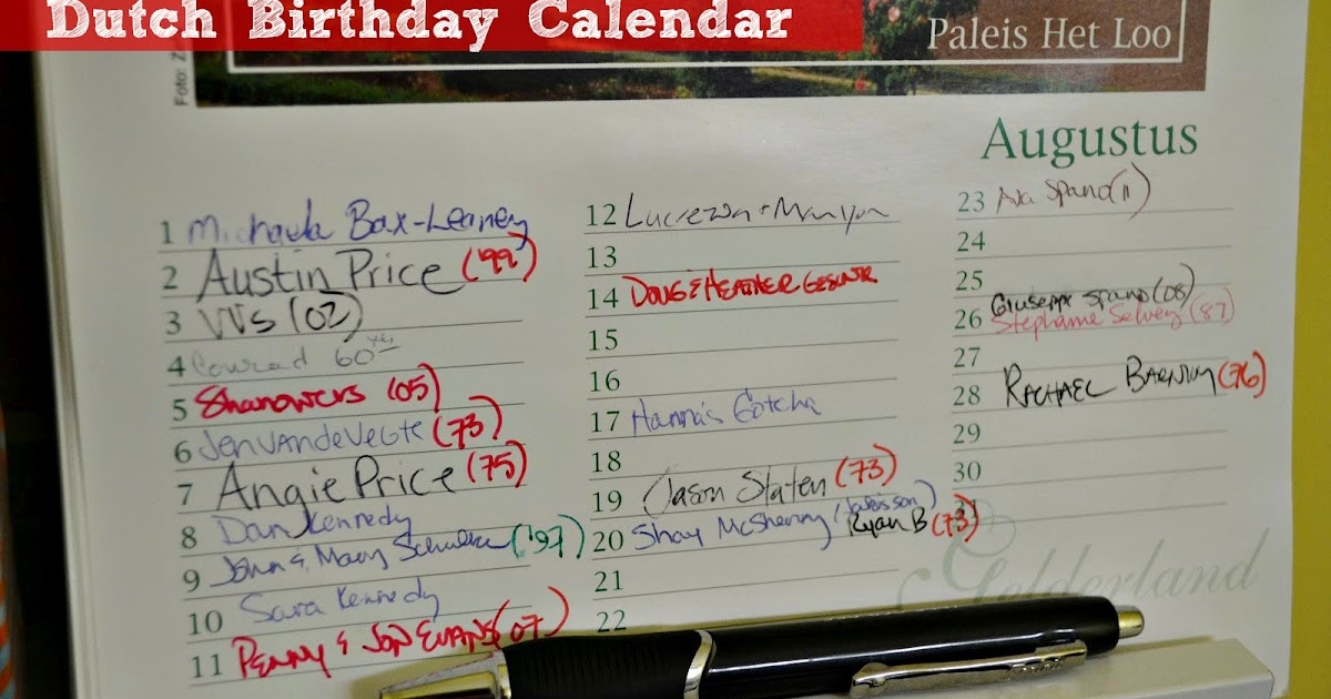 de Jong Dream House: Verjaardagskalendar (Dutch Perpetual Birthday ...