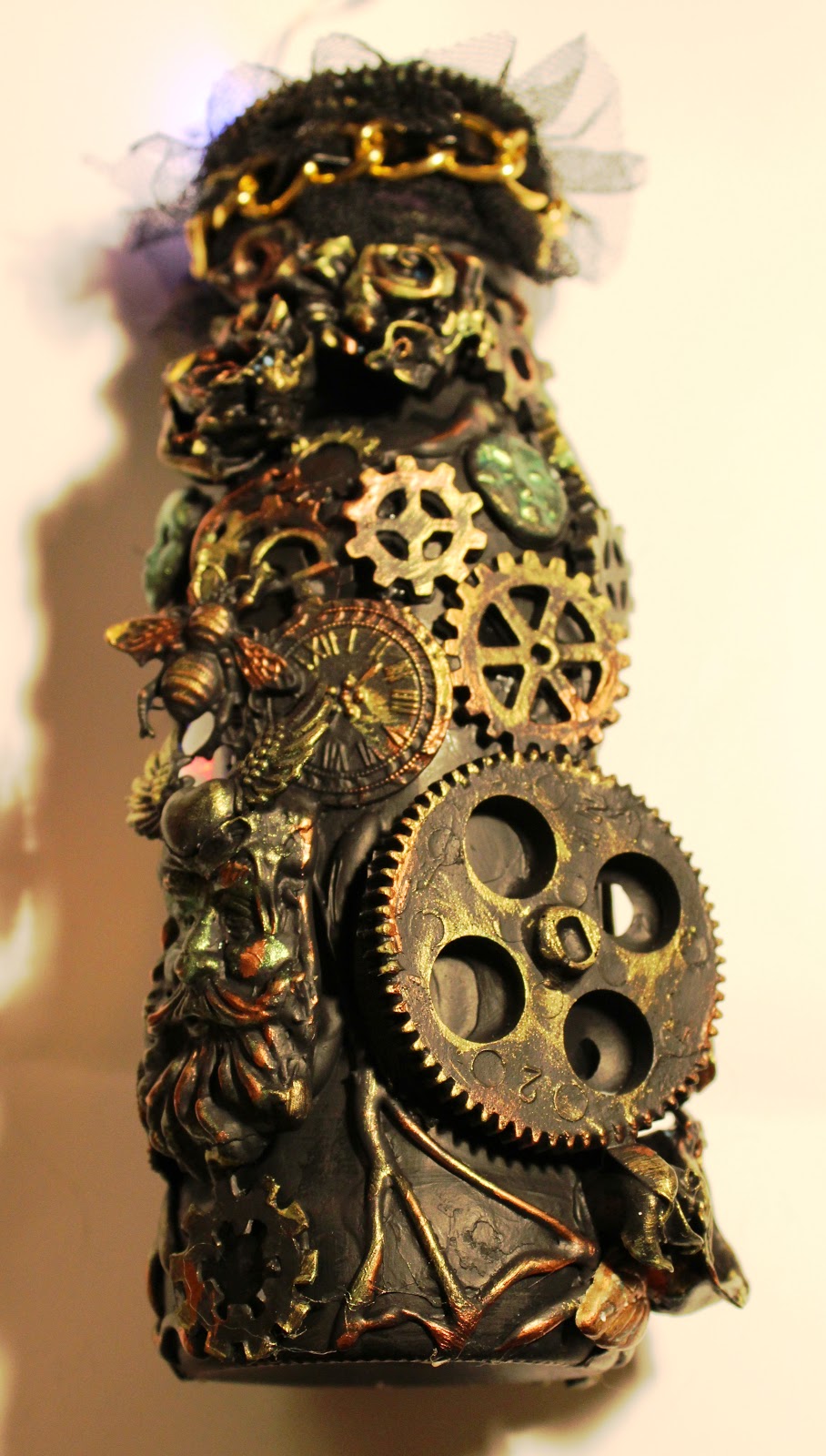 JuJu Crafts: Altered Bottle into Grunge Steampunk Gothic Night Light ...