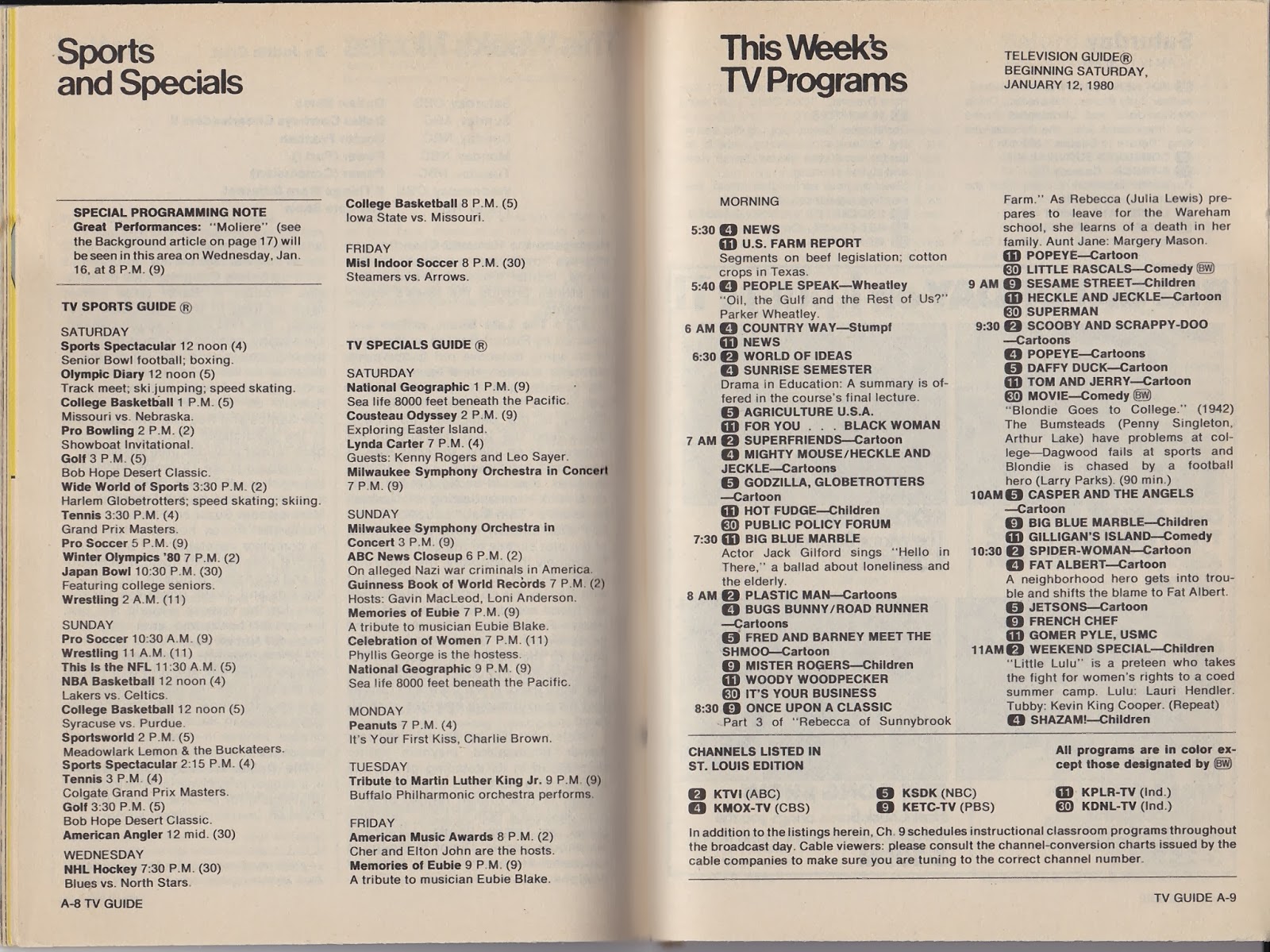 Garage Sale Finds: What was on TV January 12th through 18th, 1980