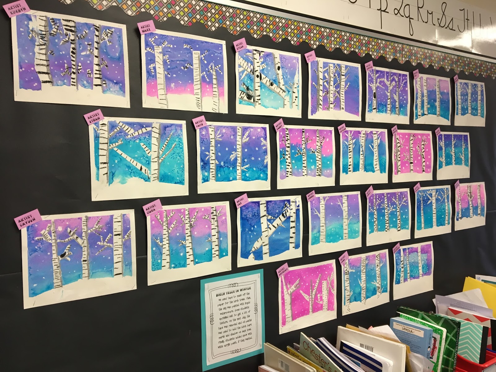 Ms. Wasney's Class: Birch Trees in Winter: art project