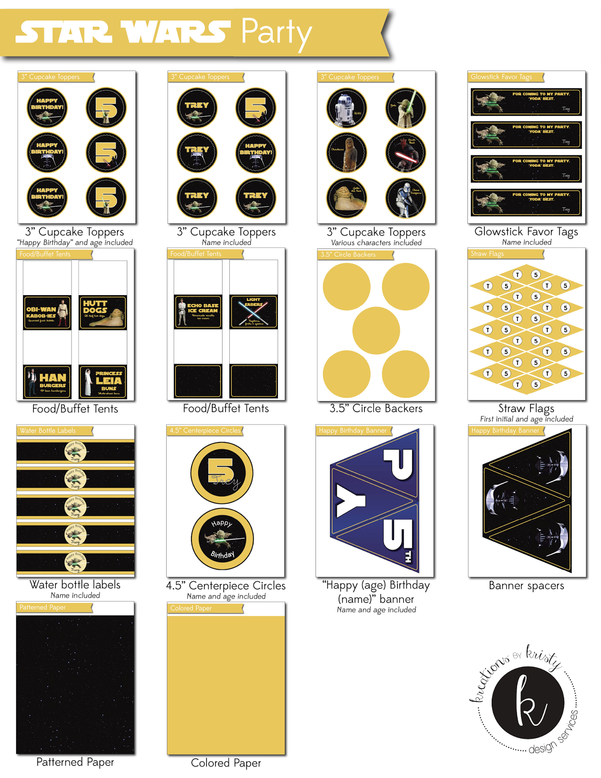 kreations by kristy: star wars birthday party decor kit {printables}