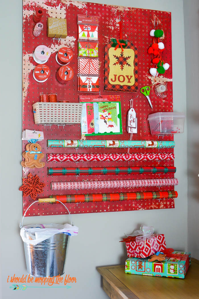 Budget-Friendly Holiday Gift Wrap Station | i should be mopping the floor