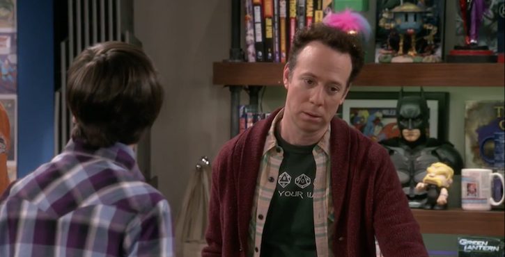 The next day, Howard and Sheldon drop by the comic book store.