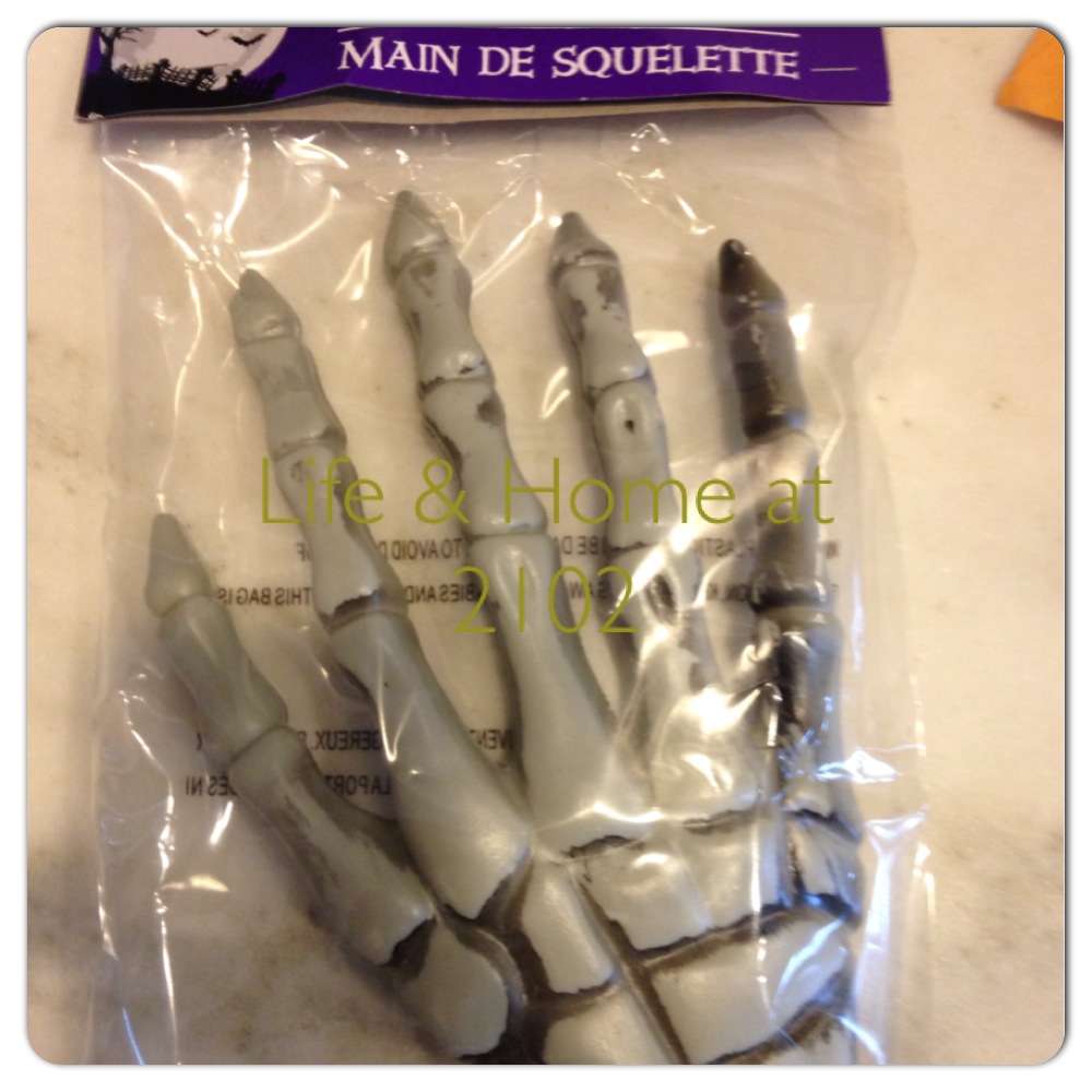 Life & Home at 2102: DIY Skeleton Hand wreath and Halloween Pillow