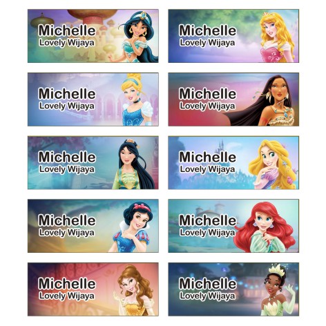 Stiker Label Nama: 0002 : Disney Princess