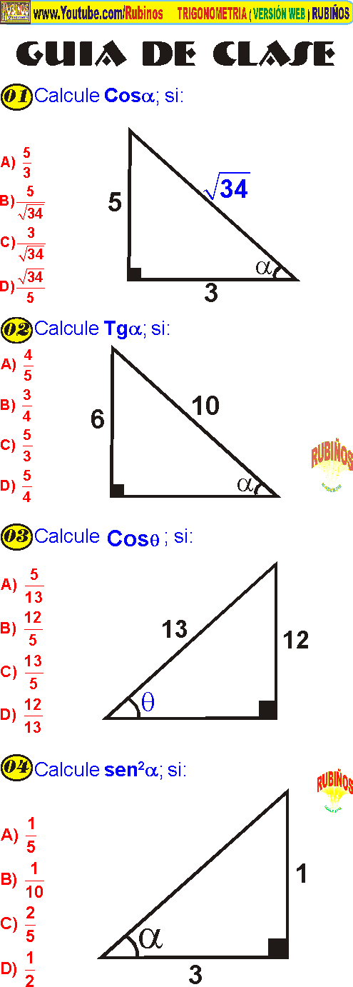 Razones trigonométricas ejemplos y ejercicios resueltos