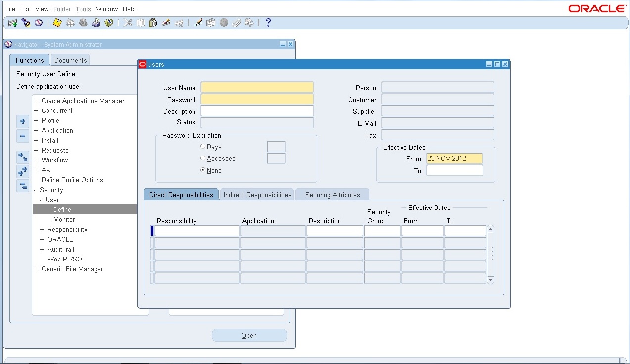 My Oracle World How To Attach Responsibility To An Oracle User