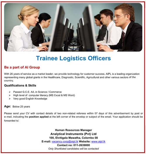 Vacancies for Trainee Logistics Officers at Analytical Instruments (Pvt ...