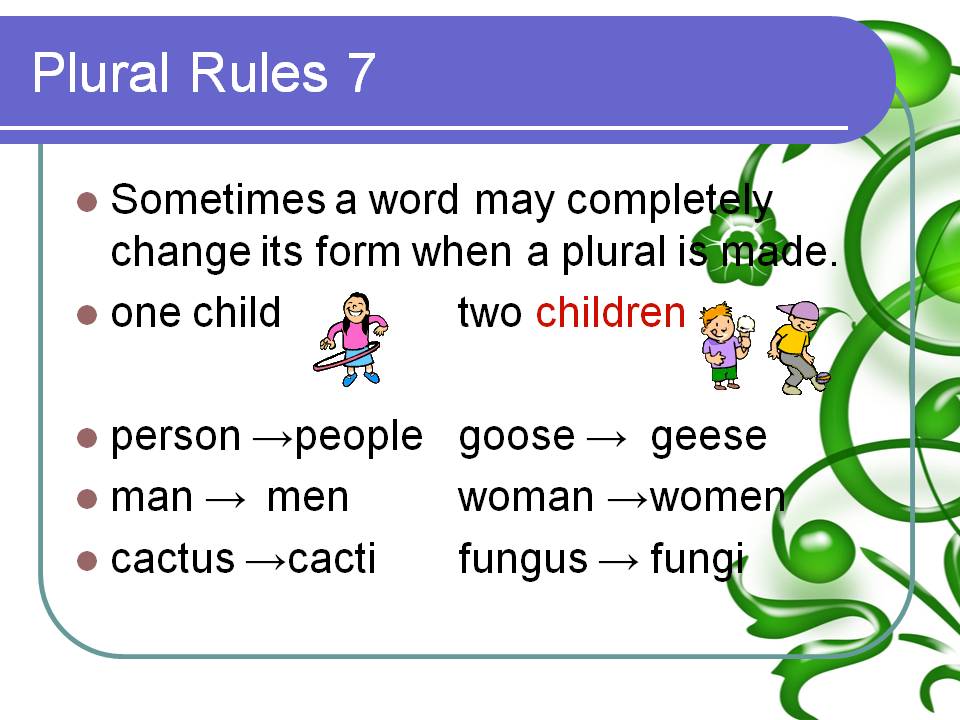 TAI CHOON LEE ( EL-M01 D20112052691) ENGLISH : Plural rules in English