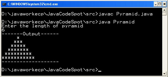 JAVA CODE SPOT: JAVA Programming : Pyramids 2