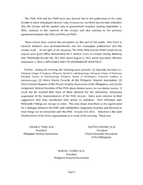 PhilHealth 101: Letter of PMA, PHAP, PHA to PhilHealth re: No Balance ...