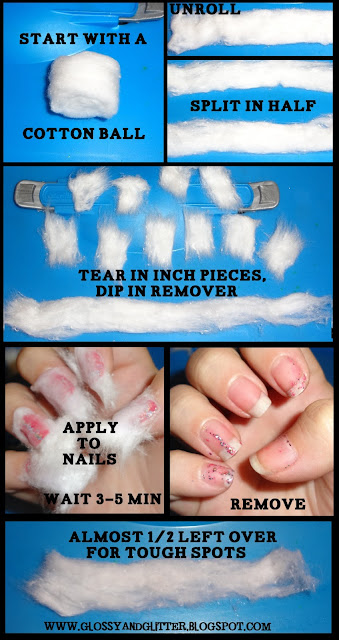 Glossy and Glitter: Polish Removal Method