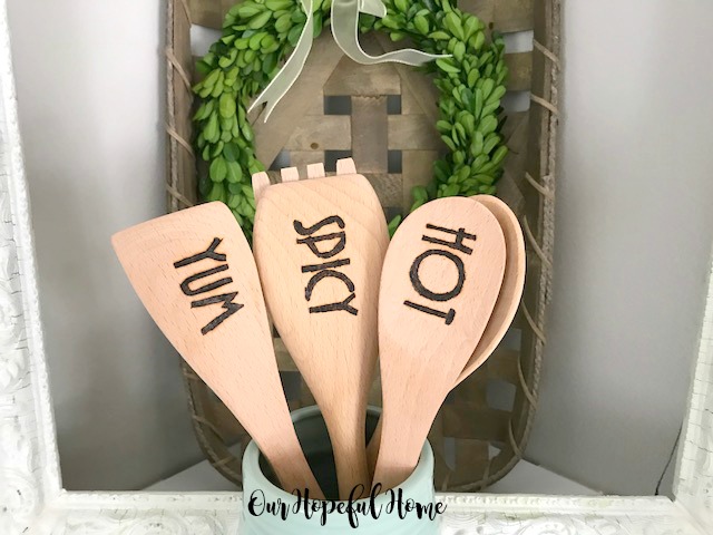 Our Hopeful Home: DIY Engraved Farmhouse Wooden Kitchen Utensils