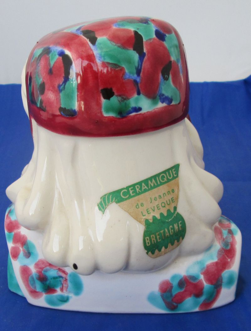 Bust from Plougastel by Jeanne Leveque of Quimper Circa 1950 - SOLD