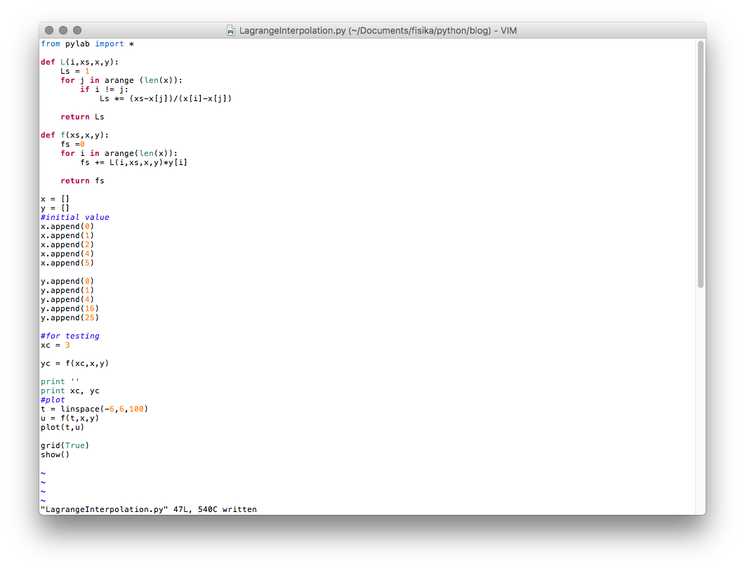Nugroho's blog.: Lagrange Polynomial Interpolation on Python. Nugroho's blog.: Lagrange Polynomial Interpolation on Python.