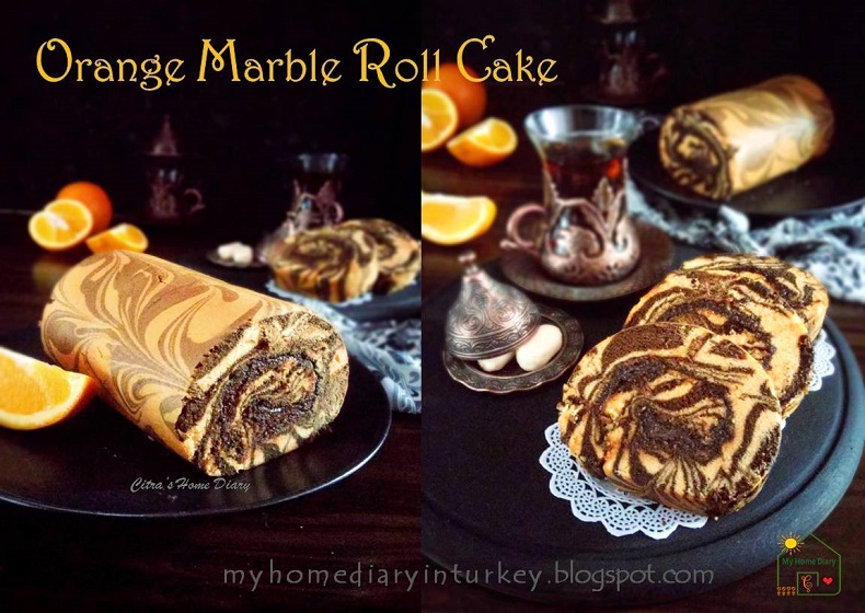 Citra's Home Diary: Orange Chocolate Marble Roll Cake.No Fail recipe ...
