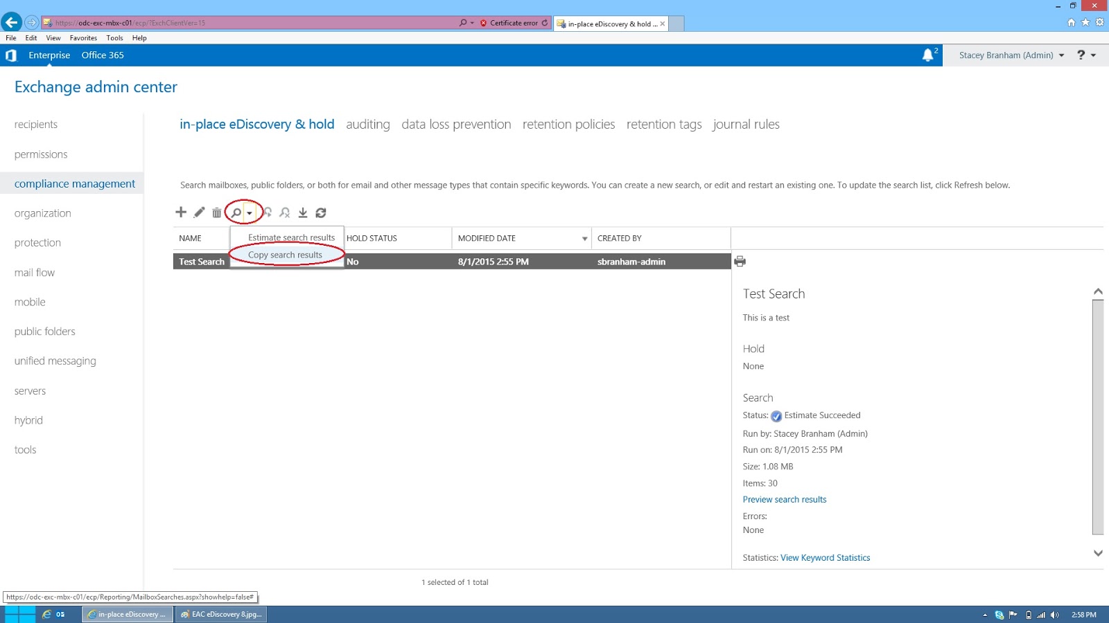 ExchangeITup: Exchange 2013 eDiscovery Mailbox Search Part 1 - Using ...
